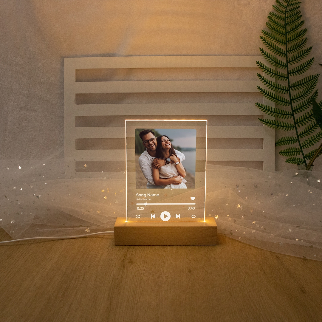 Custom Acrylic Music Plaque LED Light, Personalized Photo Song Plaque ...