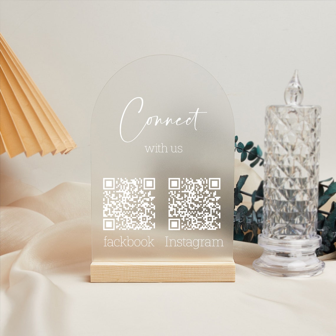 Connect With Us Social Media QR Code Sign Let's Get - Etsy
