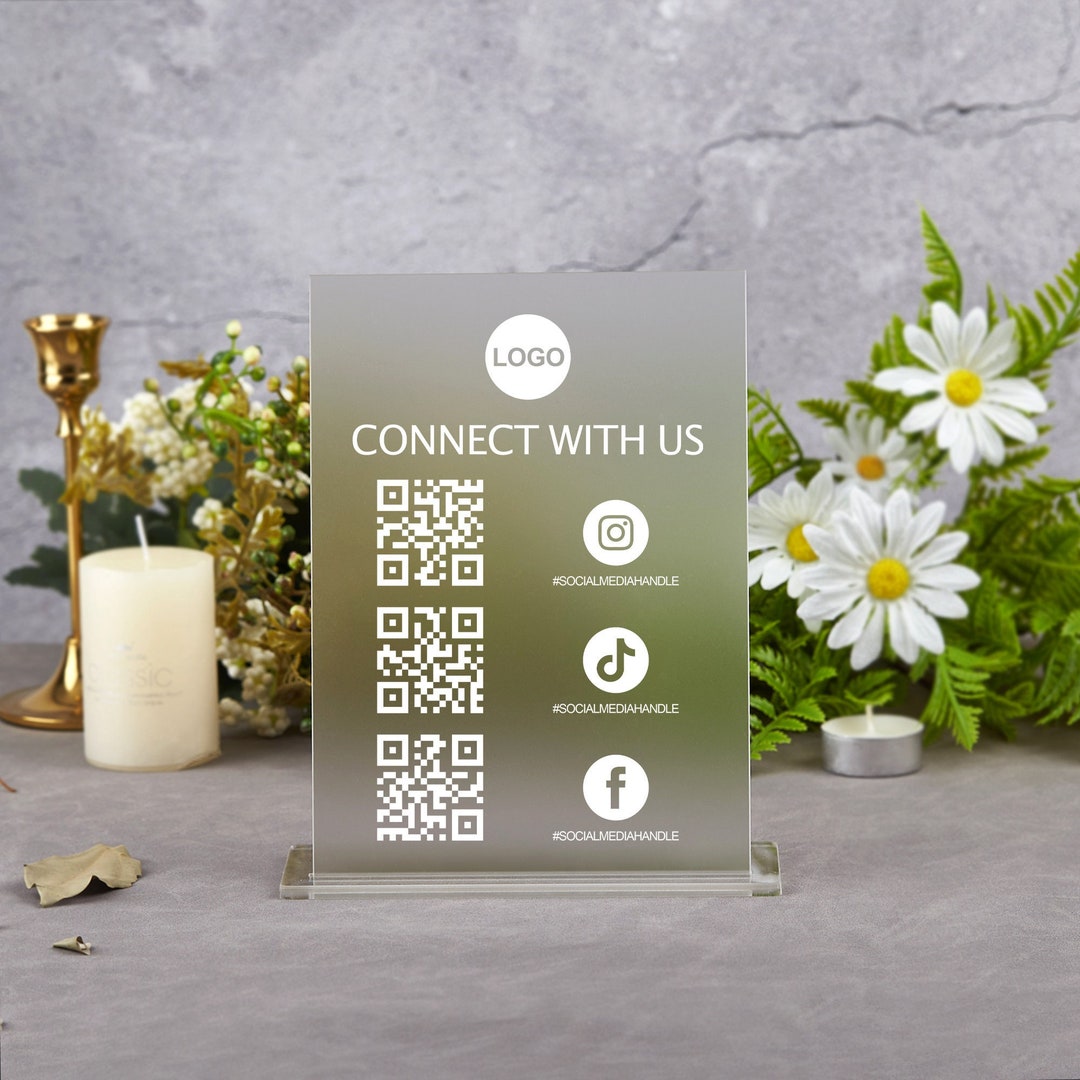 Connect With Us Social Media QR Code Sign, Let's Get Social Sign ...