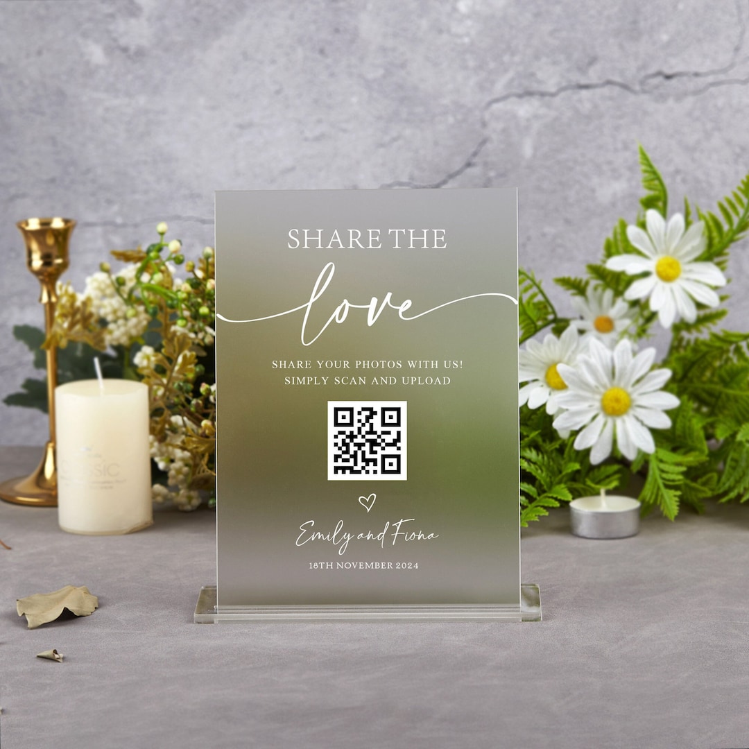 Share the Love QR Code Sign, Wedding QR Code Sign, Personalized ...