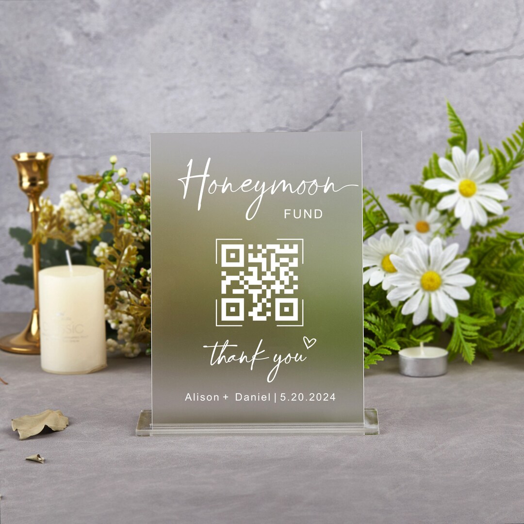 Honeymoon Fund QR Code Sign, Wedding Honeymoon Fund Sign, Venmo QR Code ...