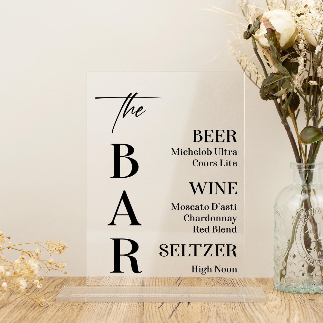 Drink Menu Sign, Signature Drink Sign, Bar Menu Sign, Wedding Drink ...