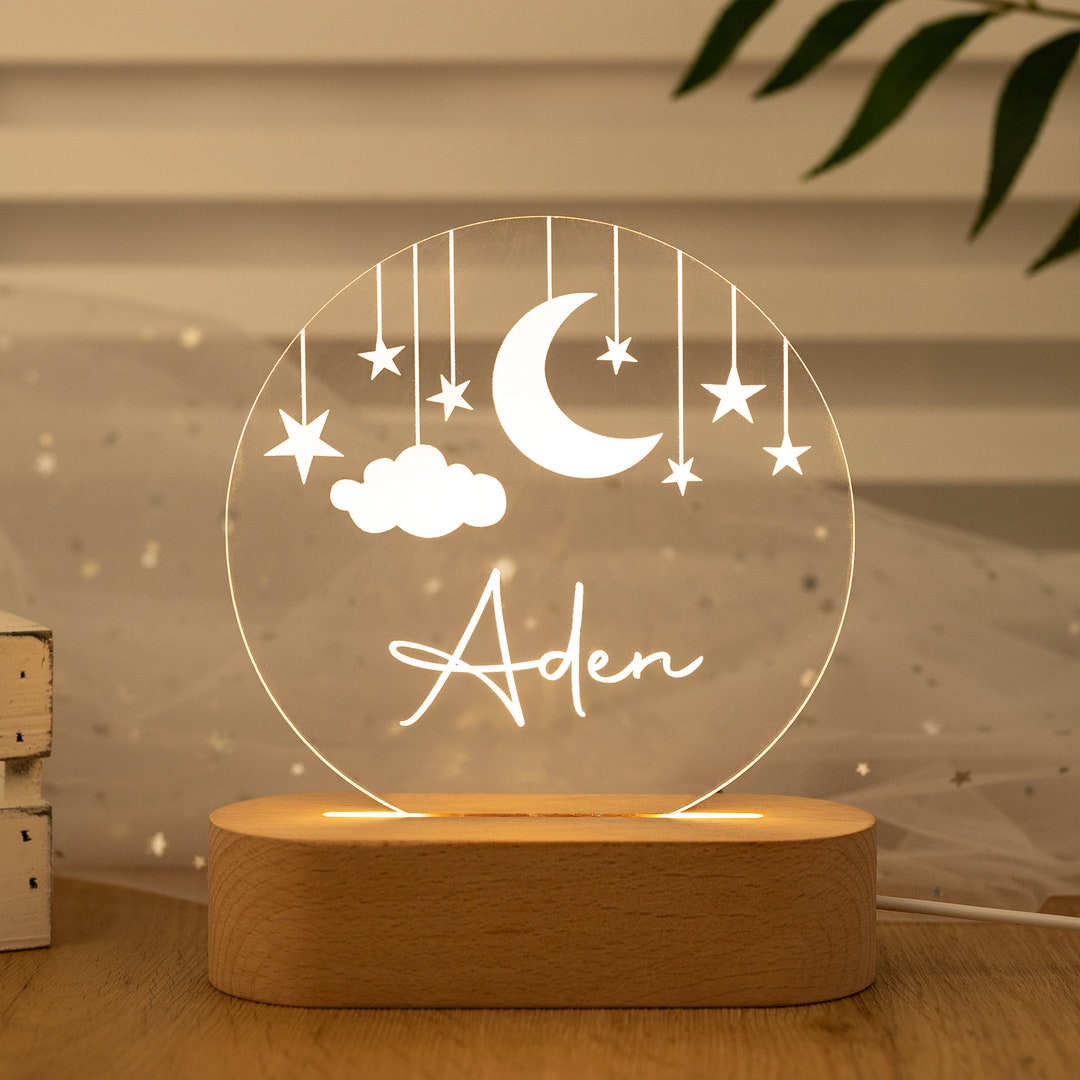 Custom Moon and Star Nightlight,personalized Clouds Night Light With ...