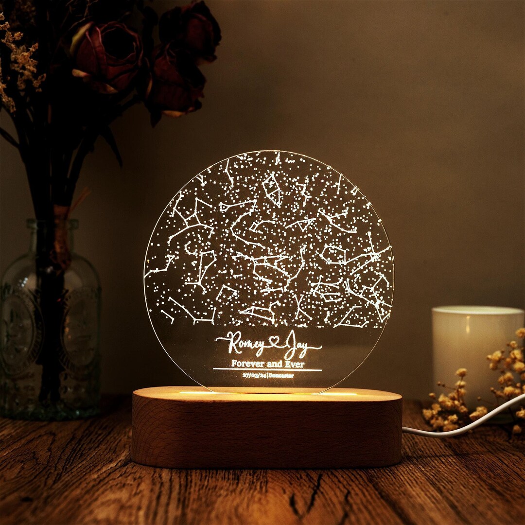Custom Star Map by Date, Star Map Night Light, Personalized ...