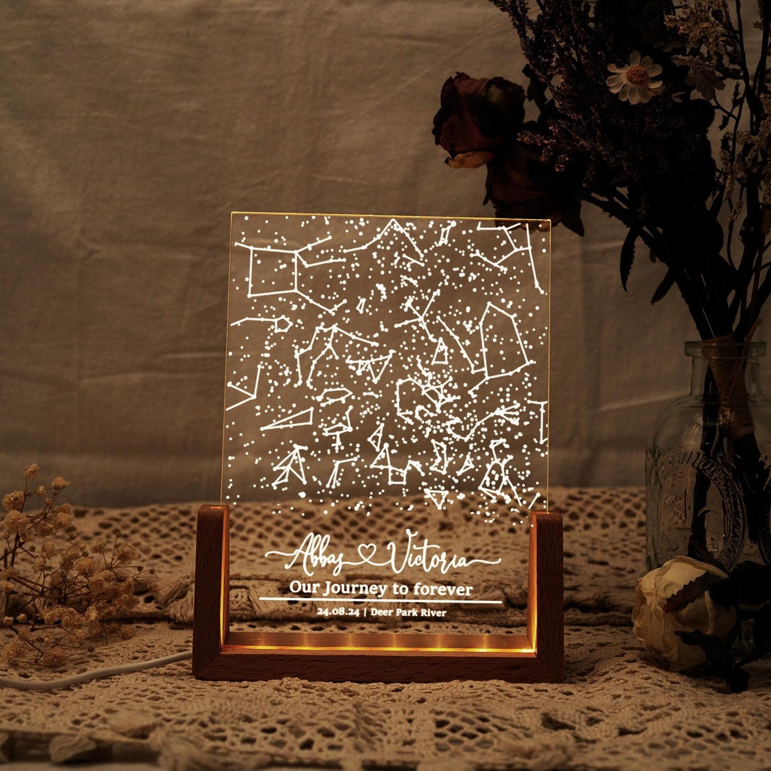 Custom Star Map by Date Nightlight, Star Map LED Desk Lamp,personalized ...