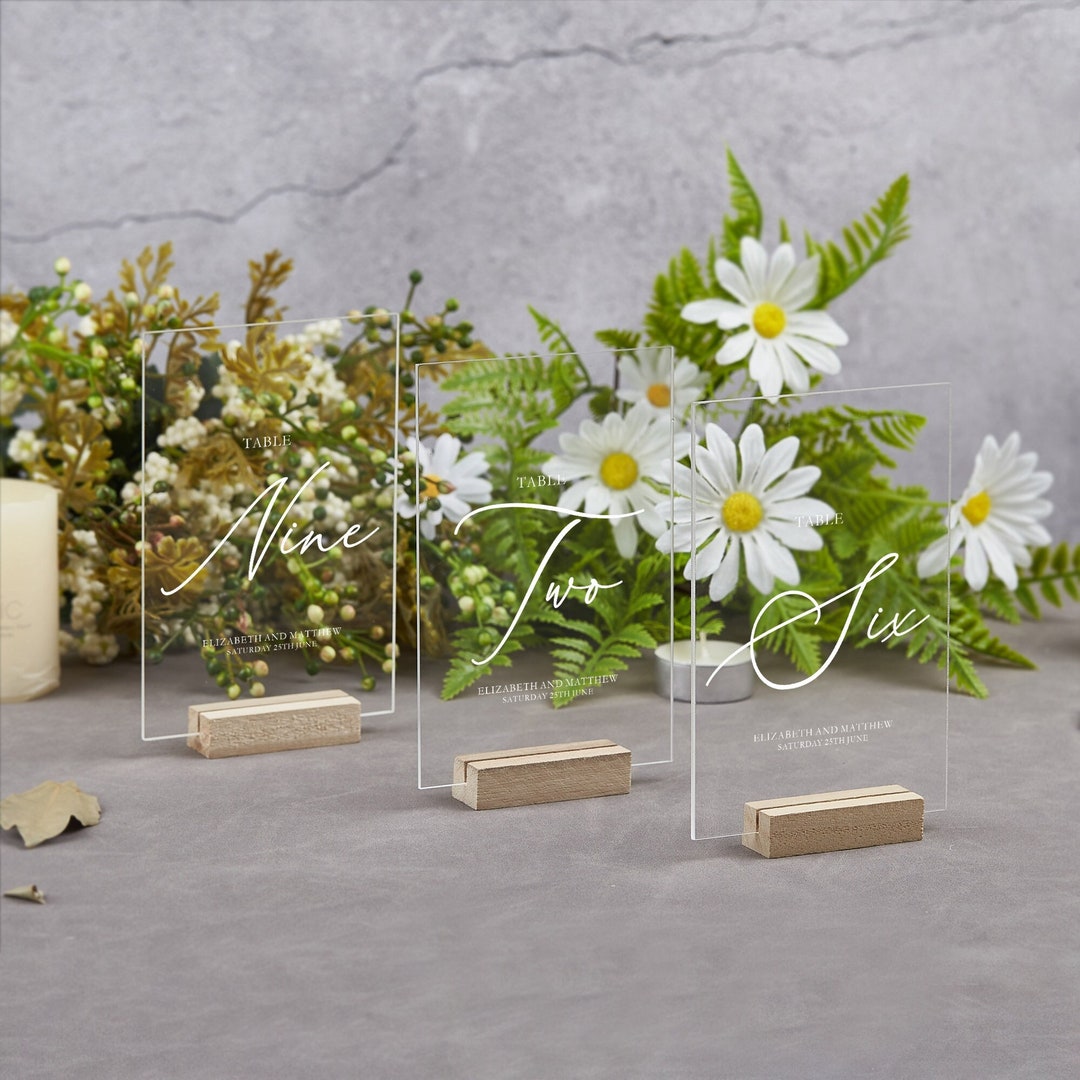 Minimalist Clear Table Numbers Acrylic, Simple Wedding Table Sign ...