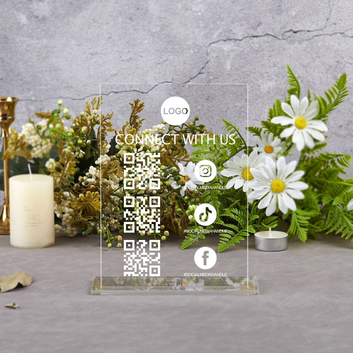 Connect With Us Social Media QR Code Sign, Let's Get Social Sign ...