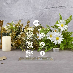 Connect With Us Social Media QR Code Sign, Let's Get Social Sign ...