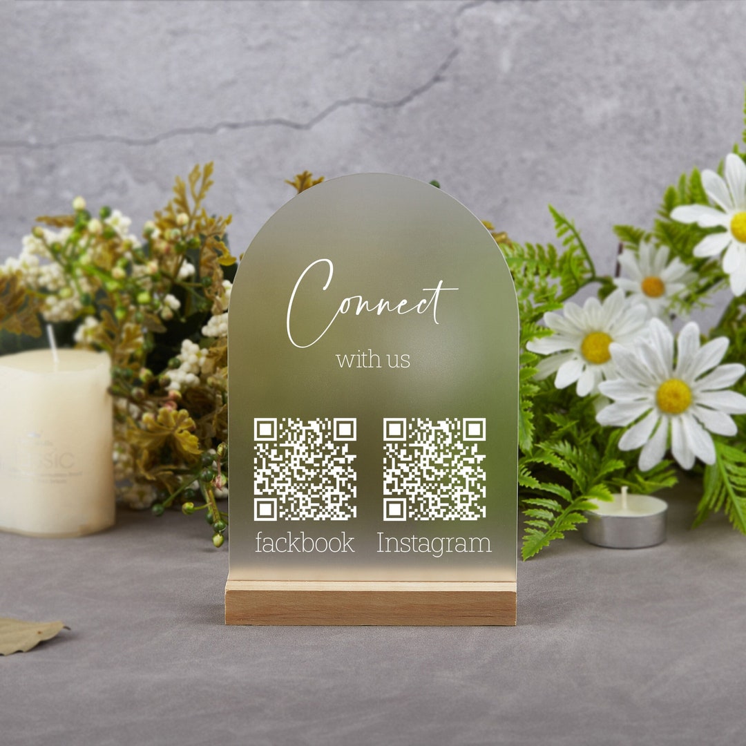 Connect With Us Social Media QR Code Sign, Let's Get Social Sign ...