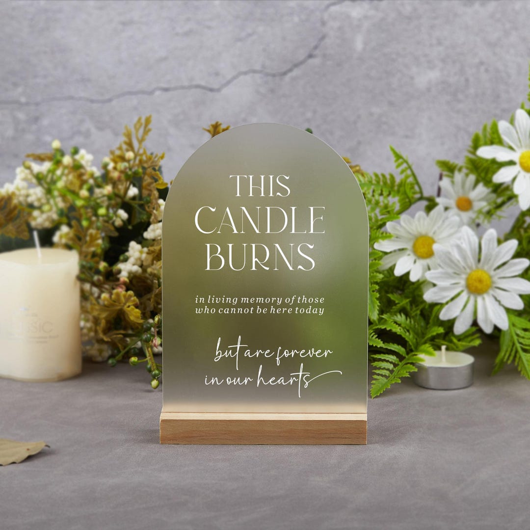 This Candle Burns in Loving Memory of Sign, Wedding Candle Sign ...