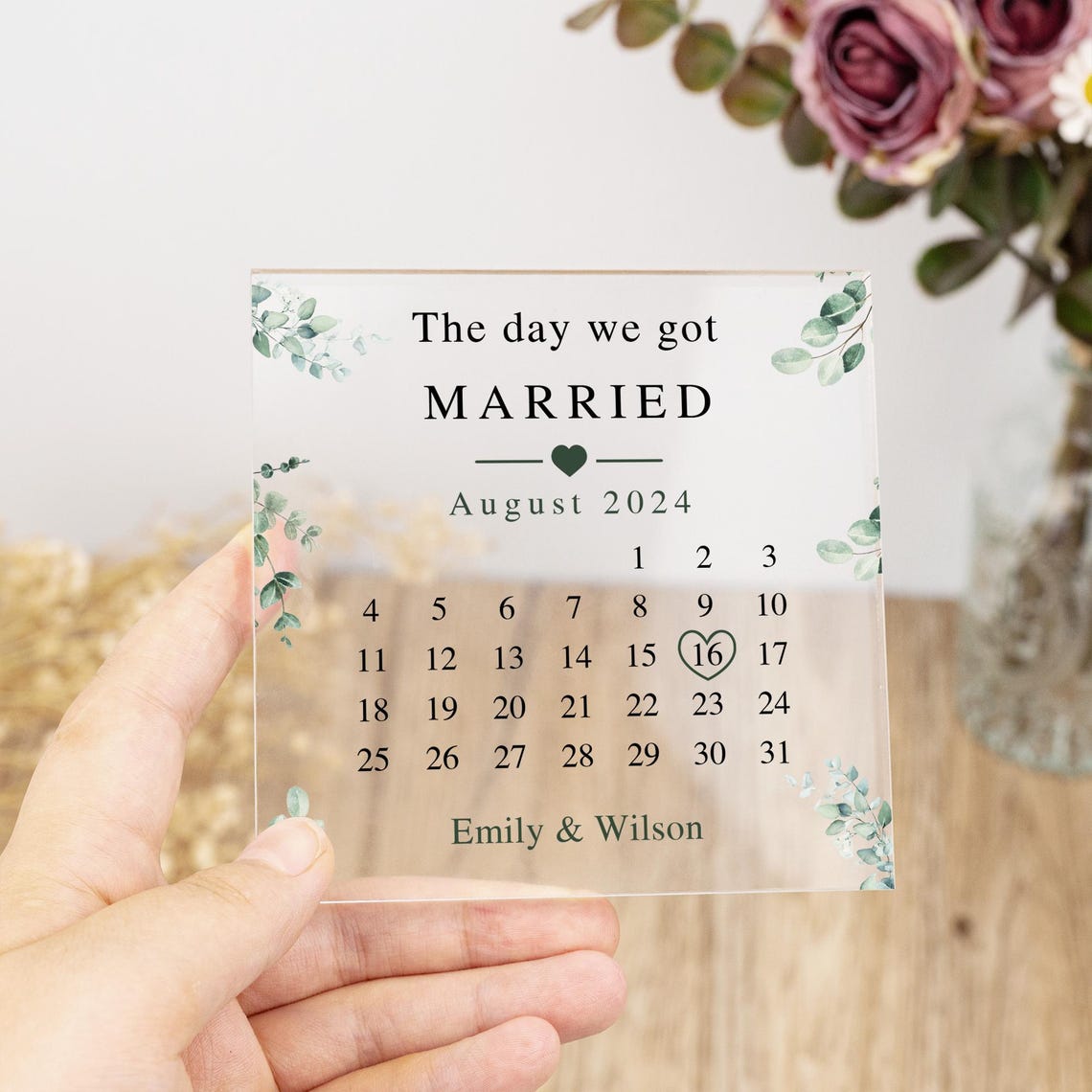 Married Calendar Acrylic Plaque, Personalized Wedding Gift, Gift for ...