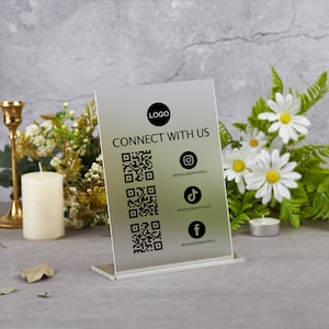 Connect With Us Social Media QR Code Sign, Let's Get Social Sign ...