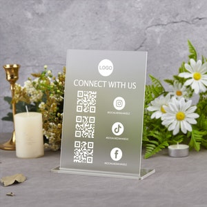 Connect With Us Social Media QR Code Sign, Let's Get Social Sign ...