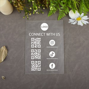 Connect With Us Social Media QR Code Sign, Let's Get Social Sign ...