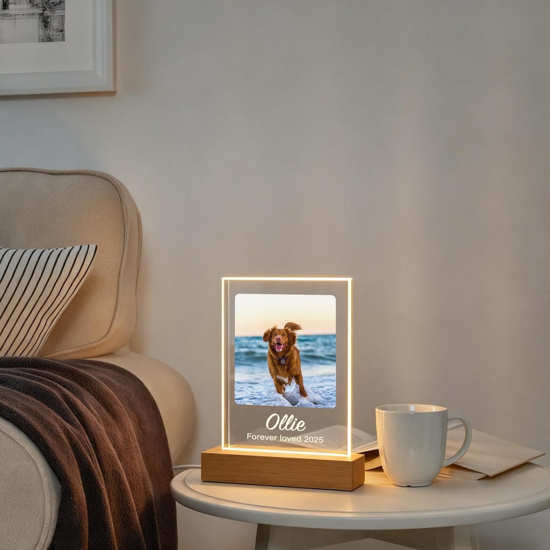 Personalized Pet Memorial LED Night Light,light up Pet Loss Frame,pet ...