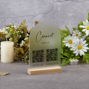Connect With Us Social Media QR Code Sign, Let's Get Social Sign ...