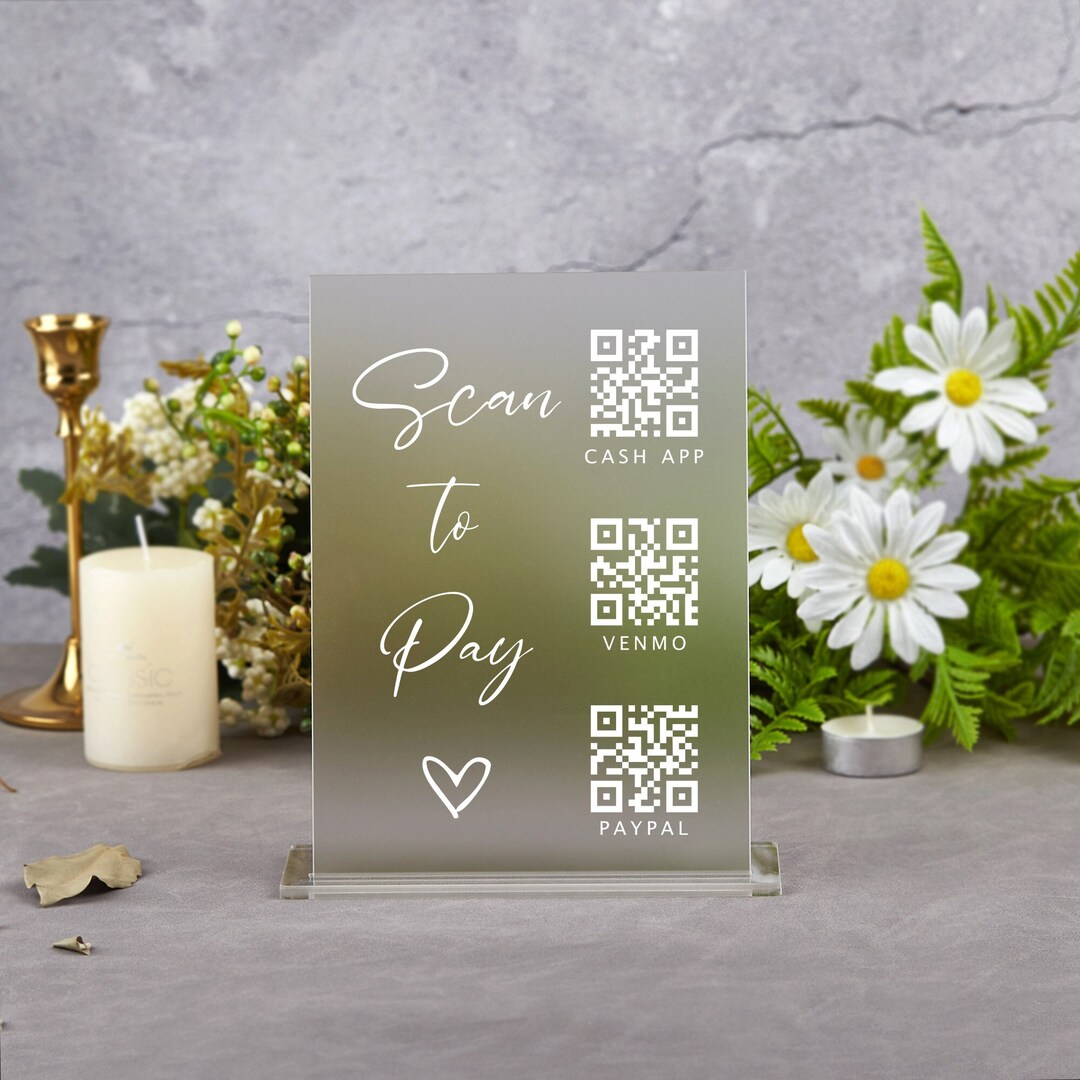 Arch Scannable QR Code Payment Table Sign, Scan to Pay Sign, Frosted ...