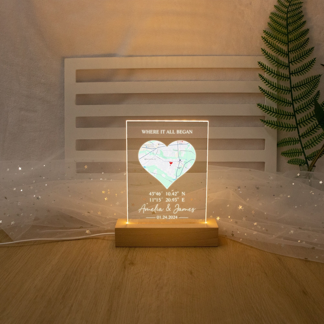 Custom Map Plaque, Where It All Began Map Plaque, Personalized Led Lamp ...