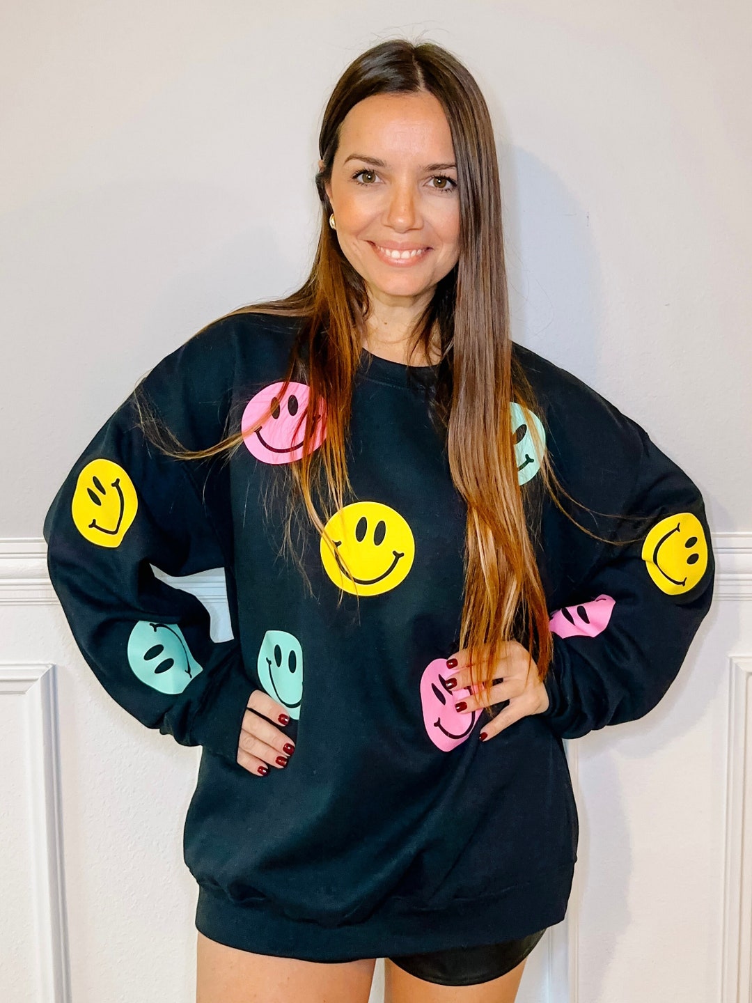 Smiley Face Sweater Happy Face Sweater - Etsy