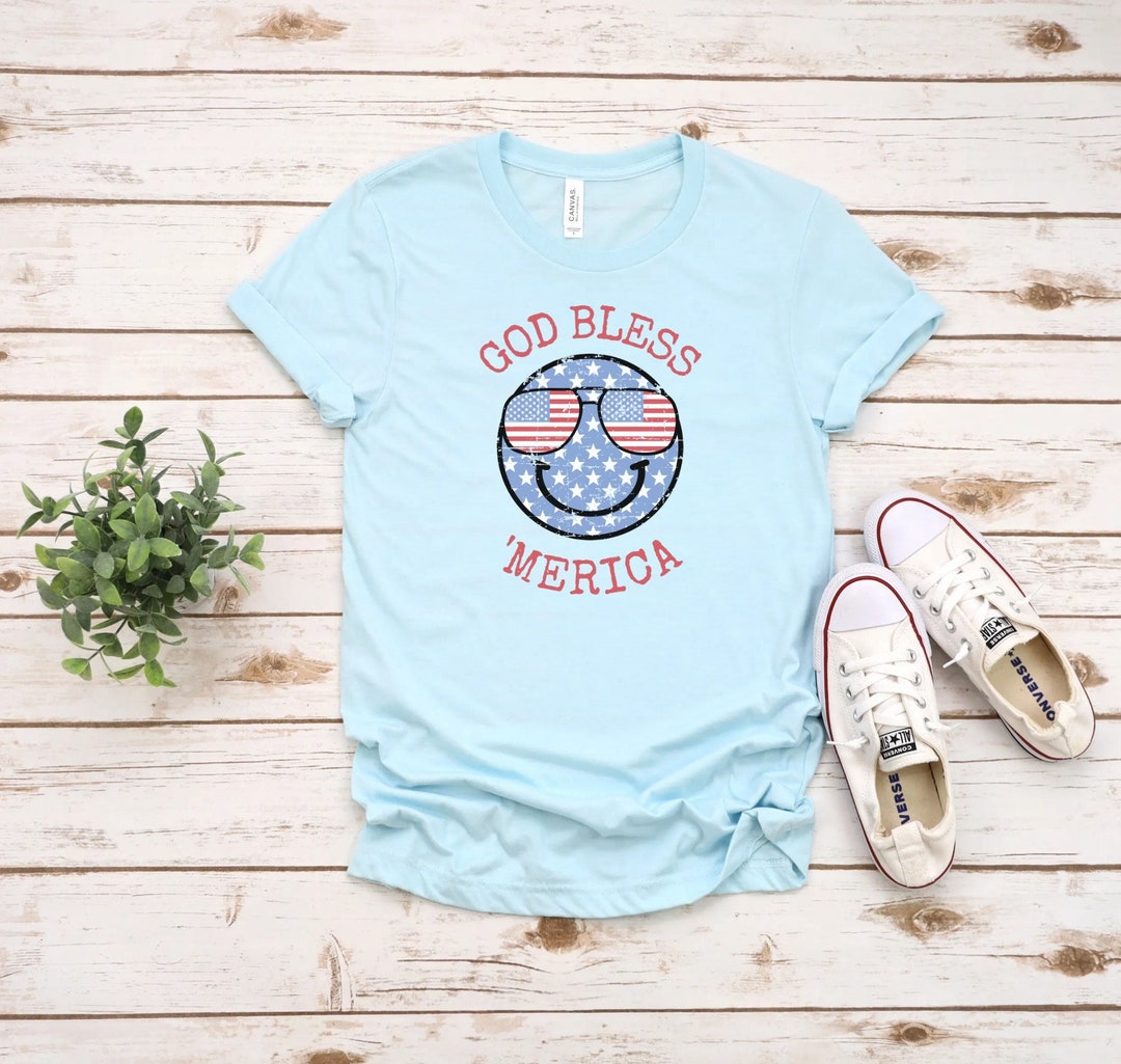 God Bless America Womens Shirt, God Bless Merica Shirt, Womens 4th of ...