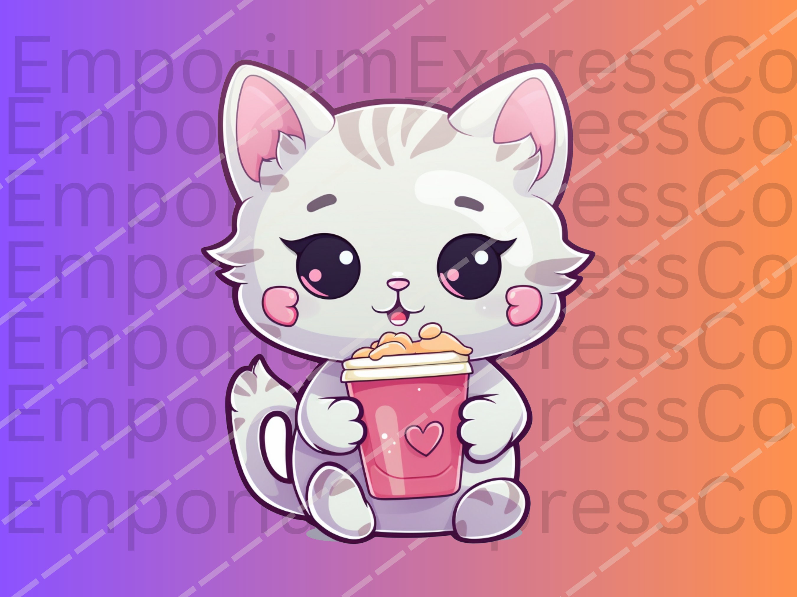 Cute Cat Printable Sticker , Instant Download , Animal Sticker , DYI ...