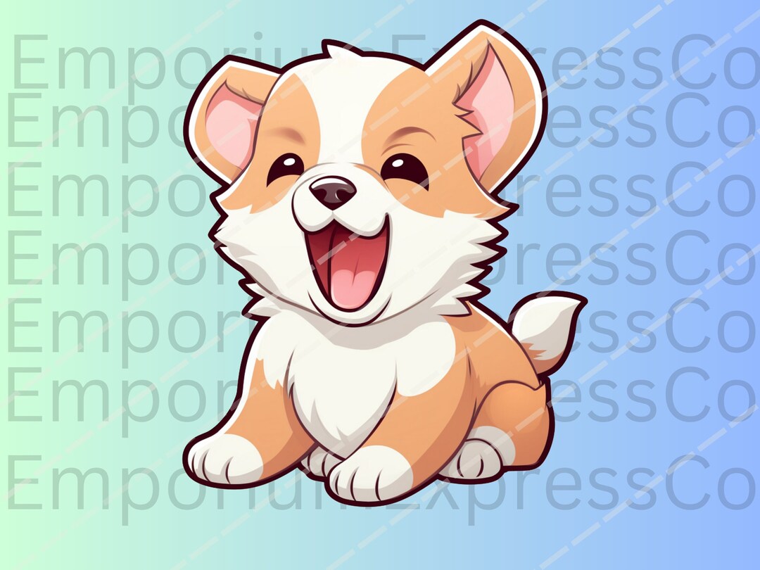Cute Puppy Printable Sticker , Animal Sticker , Yawning Puppy ...