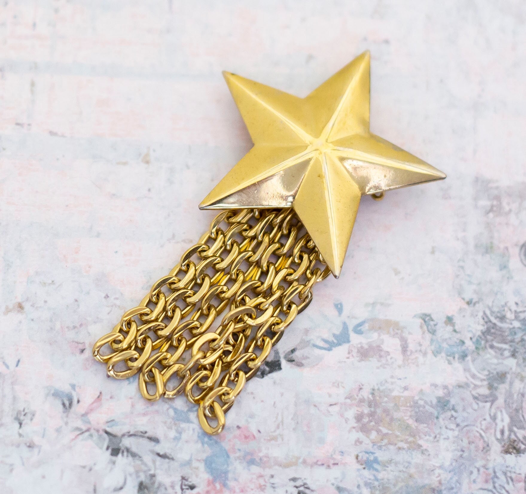 Vintage Shooting Star Gold Tone Chains Brooch BB11 - Etsy