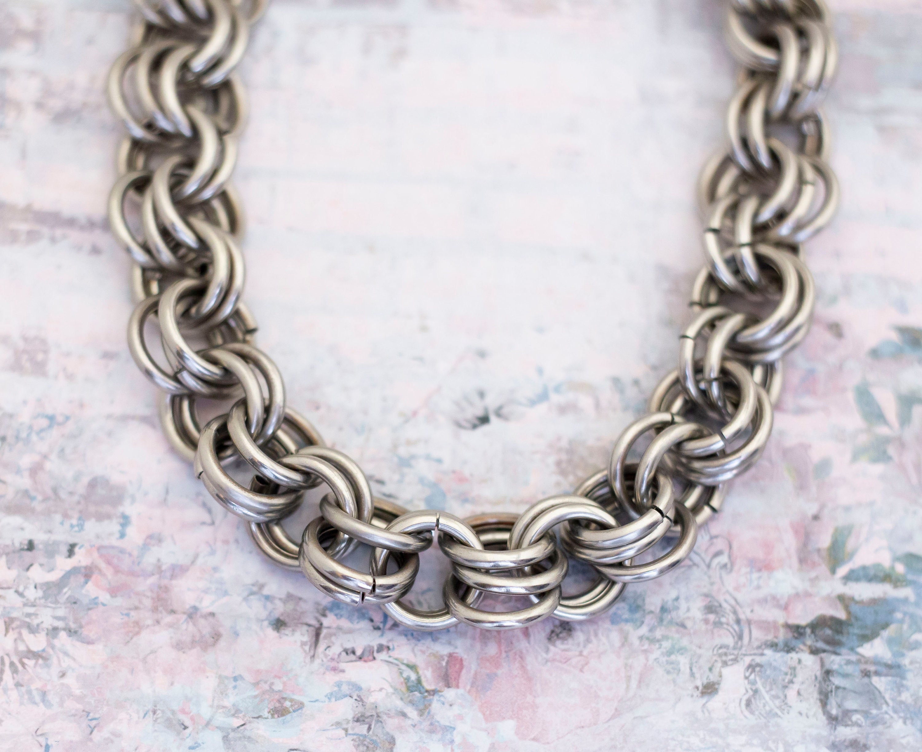 Vintage Triple Rolo Style Links Silver Tone Chain Necklace 20 Inch ...