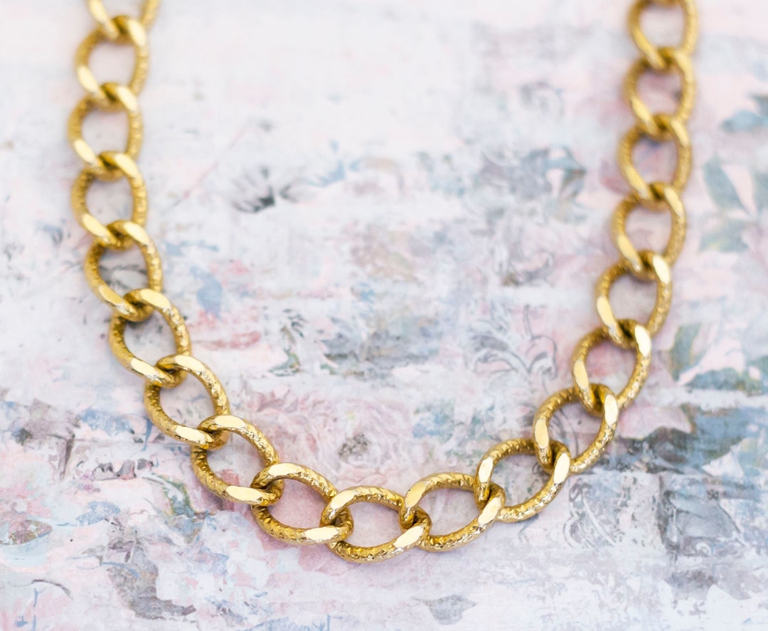 Vintage Curb Style Gold Tone Chain Necklace 18 Inch - BB16 - Etsy