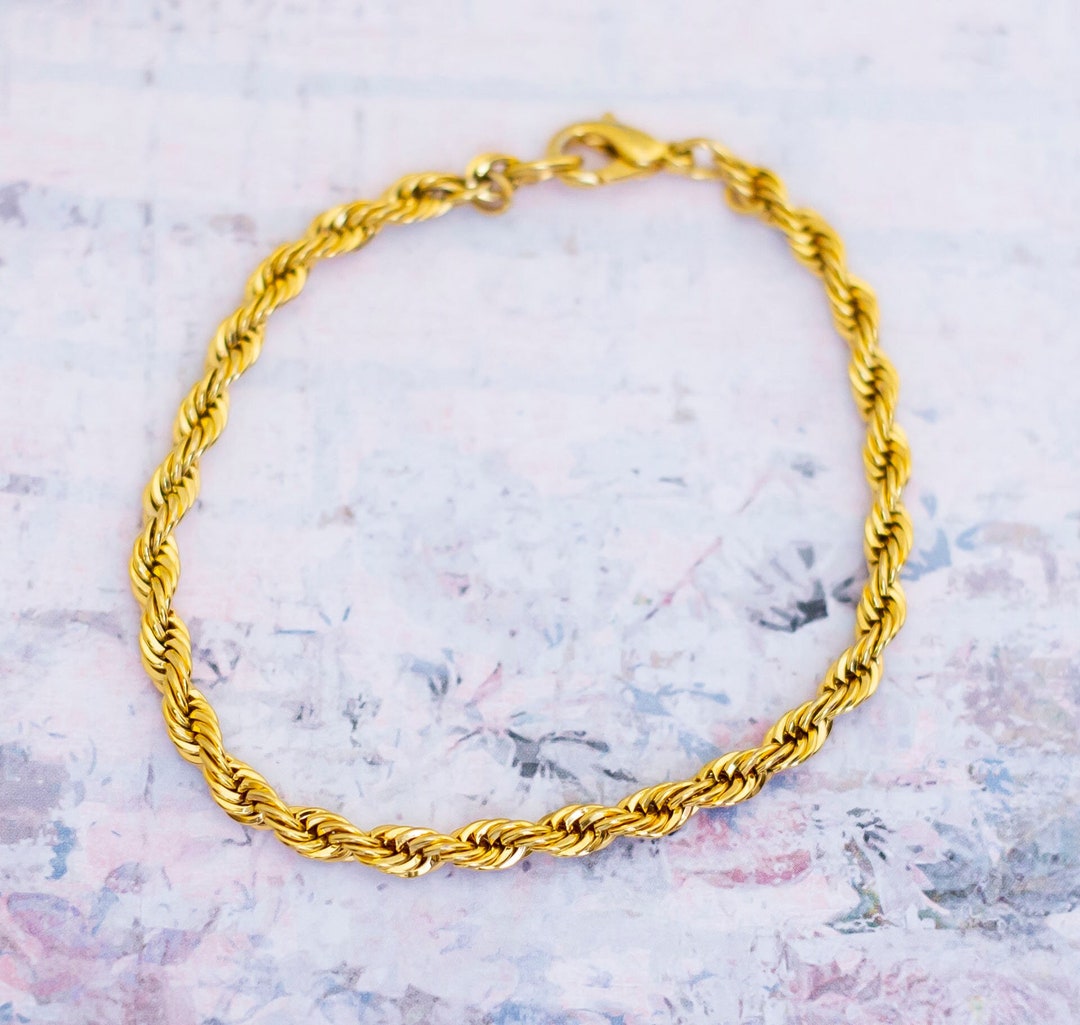 Vintage Gold Tone Stylish Rope Style Bracelet 7 1/2 Inch - BB9 - Etsy