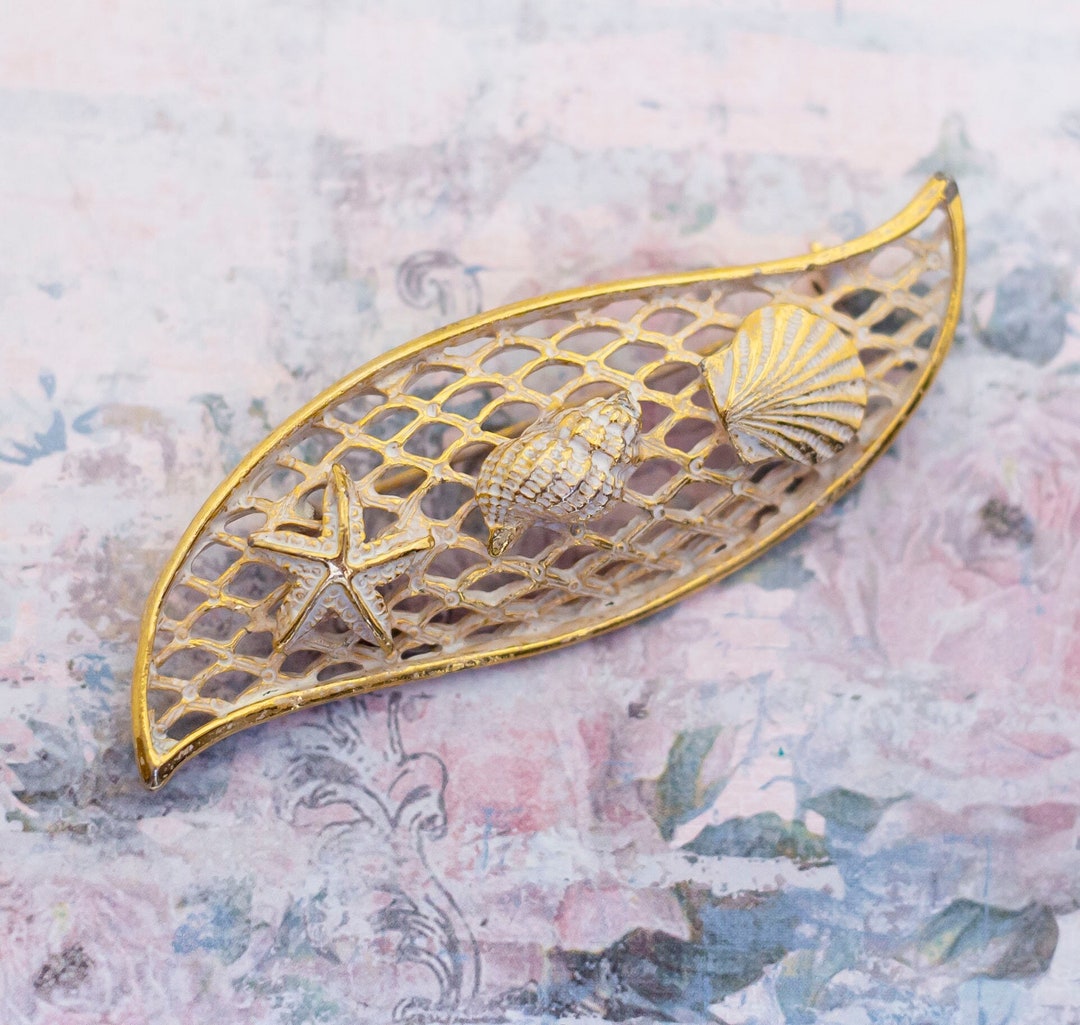 Vintage Gold Tone Art Nouveau Wavy Leaf Brooch - BB6 - Etsy
