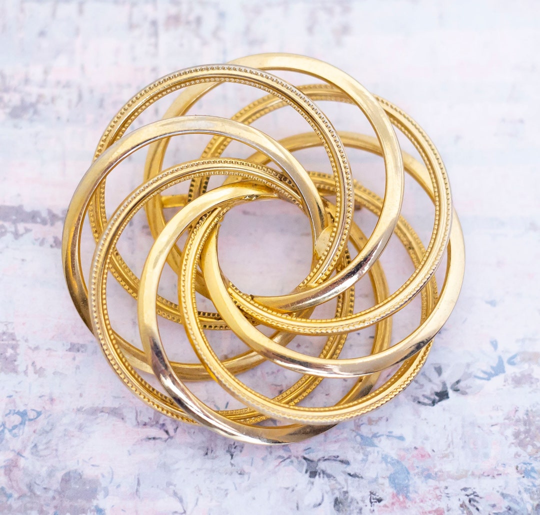 Vintage Abstract Multi Spiral Ring Gold Tone Brooch - BB3 - Etsy