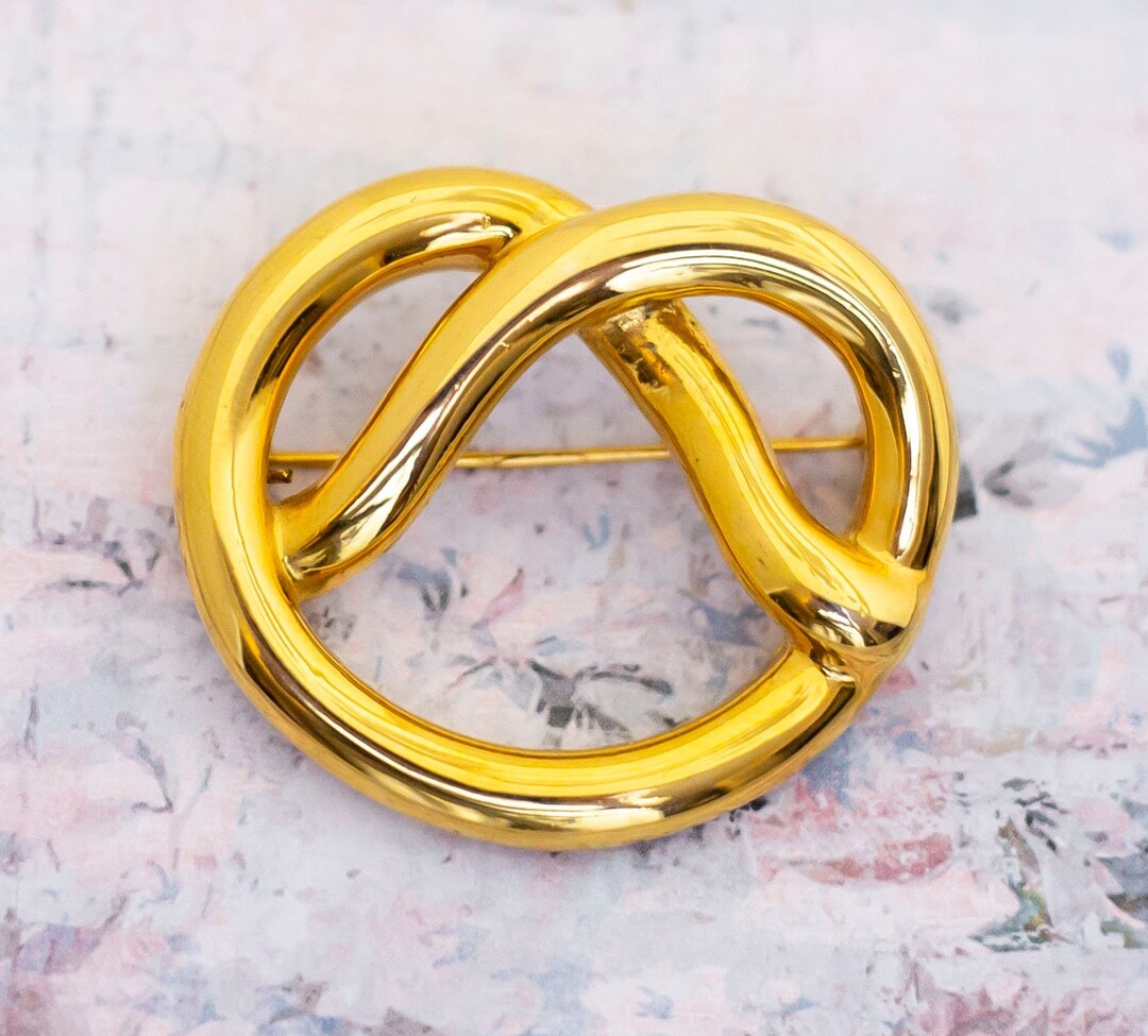 Vintage Pretzel Knot Gold Tone Brooch - BB18 - Etsy