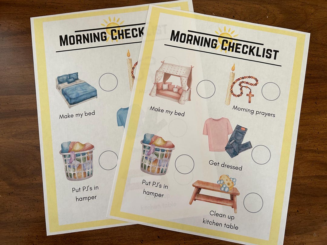 Morning and Bedtime Routine Checklists for Catholic Kids | Visual ...