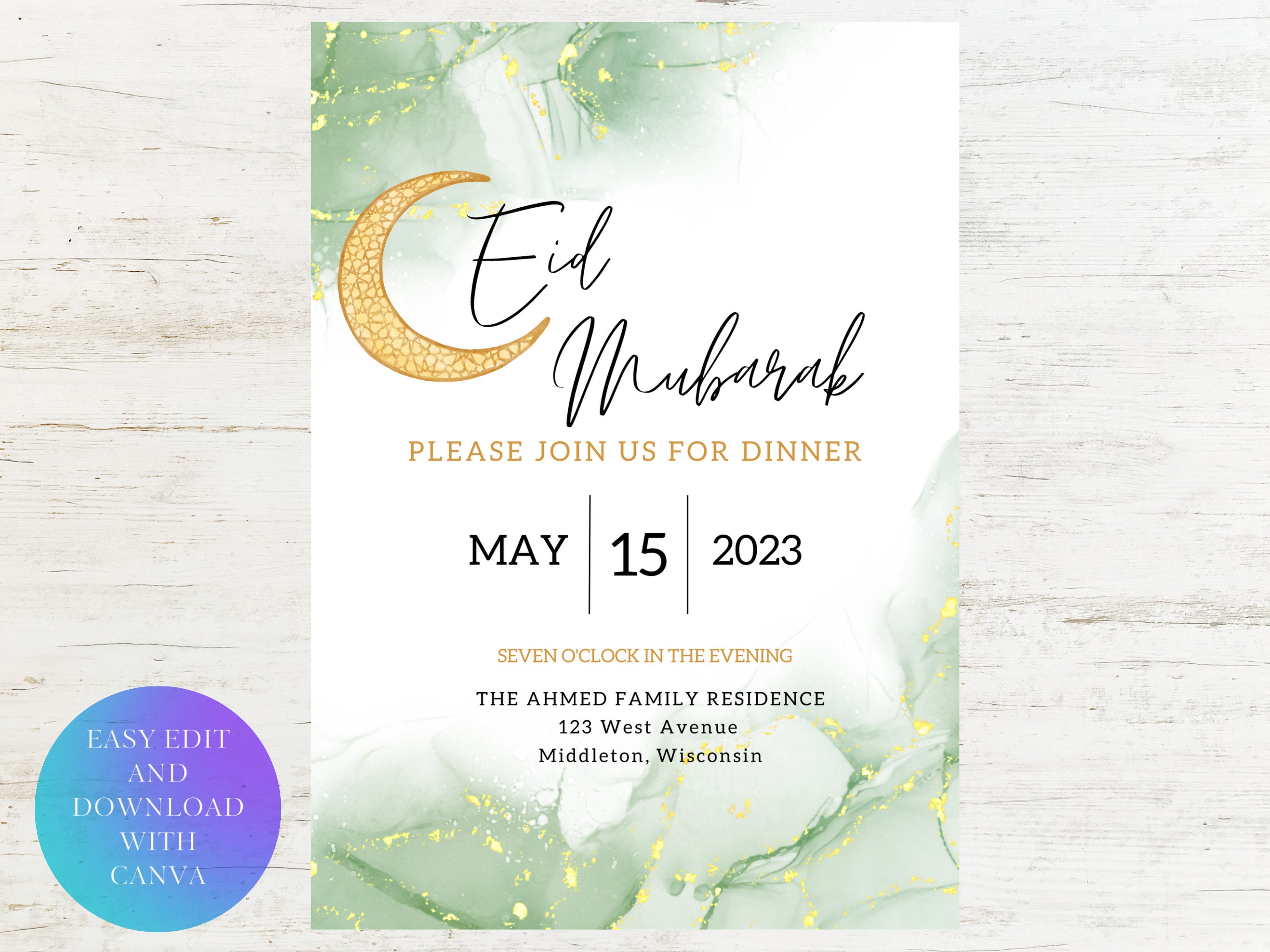Eid Mubarak Eid Invitation Iftar Invitation Editable Template Canva ...
