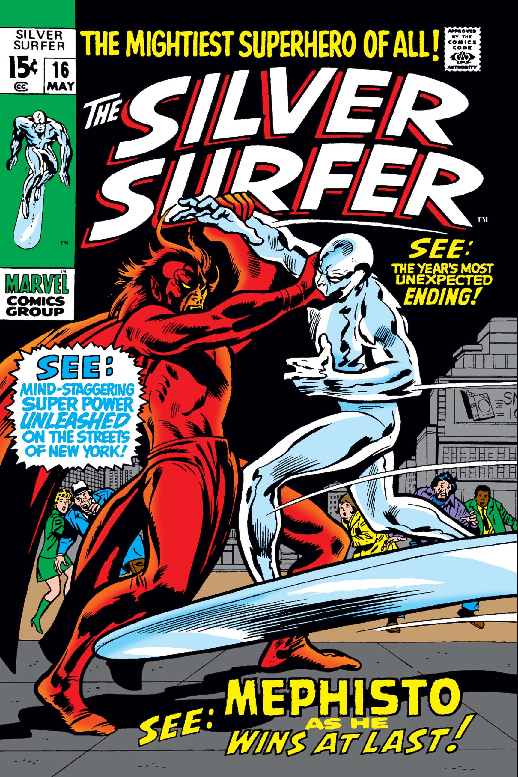 The Silver Surfer Comic Book Poster Issue 16 Mephisto Wins - Etsy