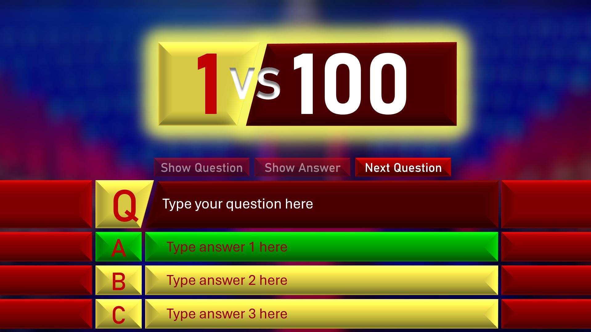 1vs100 Powerpoint Game Template - UK Design - Etsy