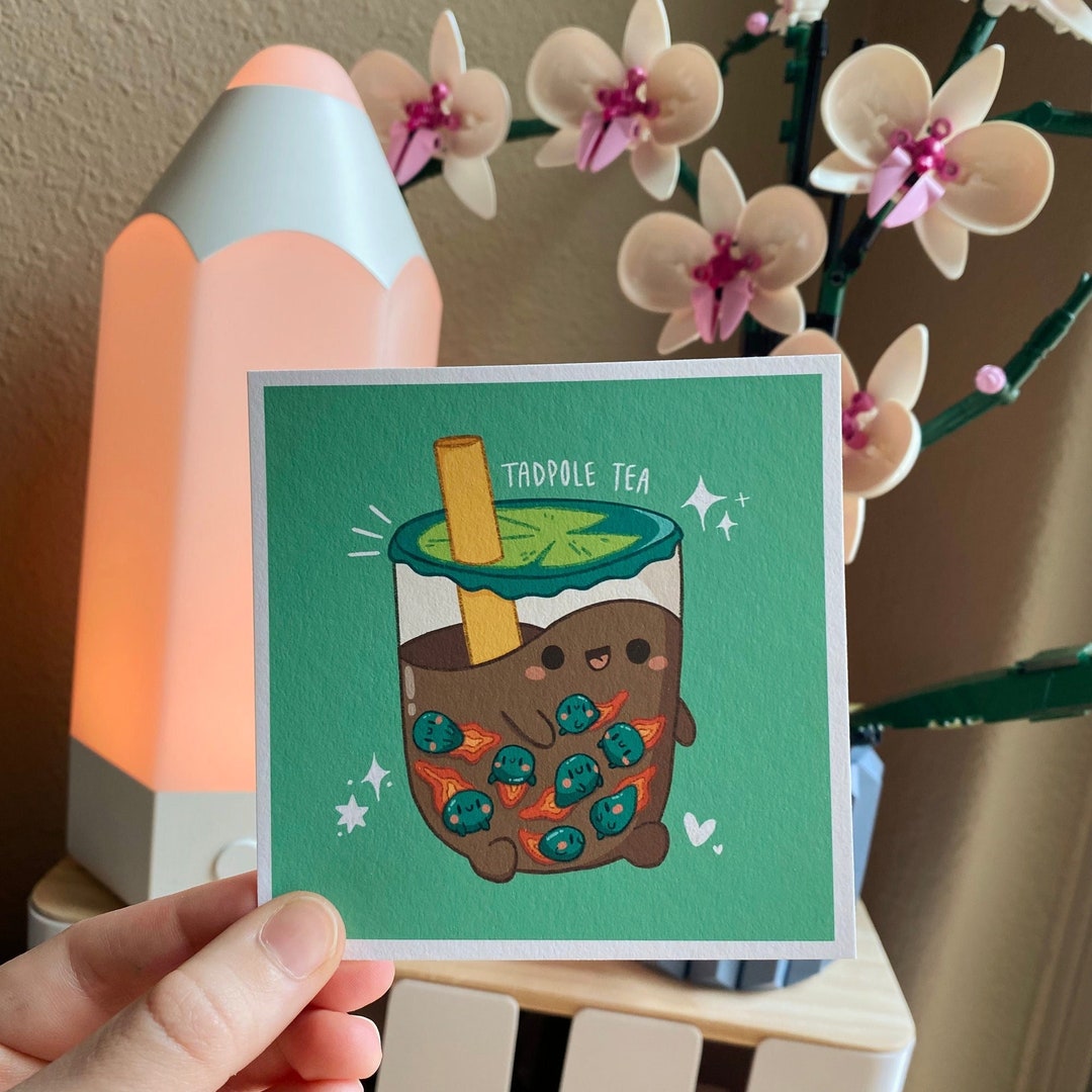 Tadpole Boba Tea Art Print Kawaii Illustration Bordered - Etsy