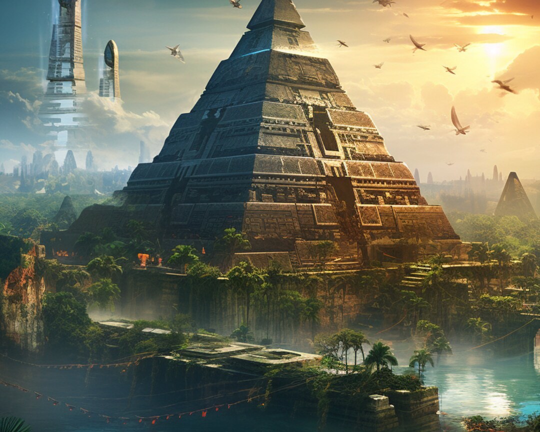 Olmec Wall Art, Canvas Print, Futuristic Landscape Art, Ready to Hang ...