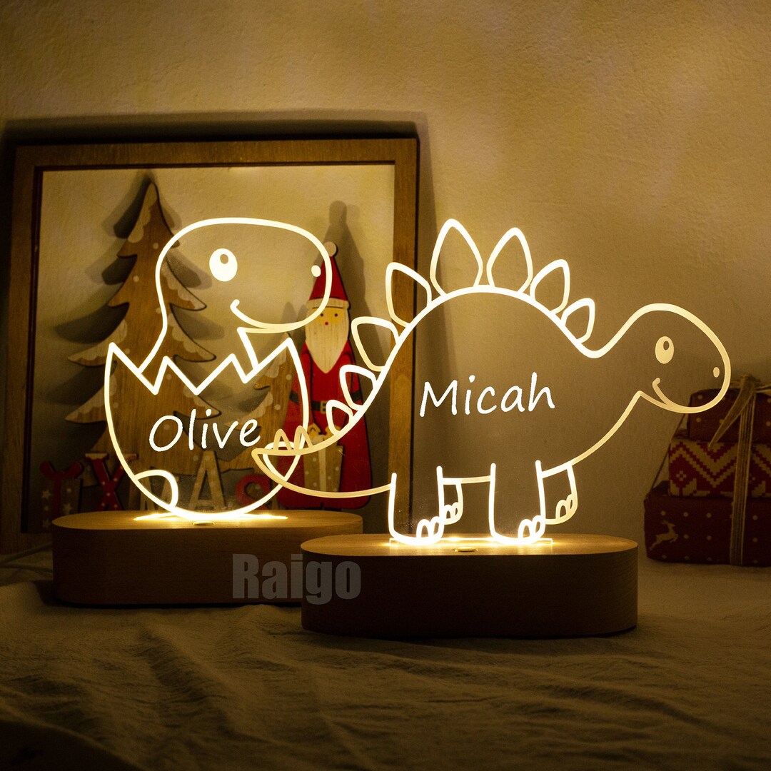 Customized Name Lamp Gifts for Kids, Dinosaur Night Lights, Toddler ...