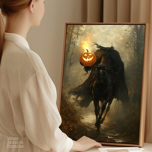 Headless Horseman Wall Art, Gothic Oil Painting, Dark Moody Paint ...