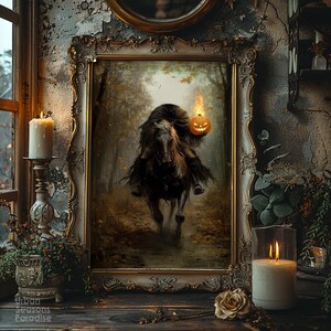 Headless Horseman Wall Art, Gothic Oil Painting, Dark Moody Paint ...