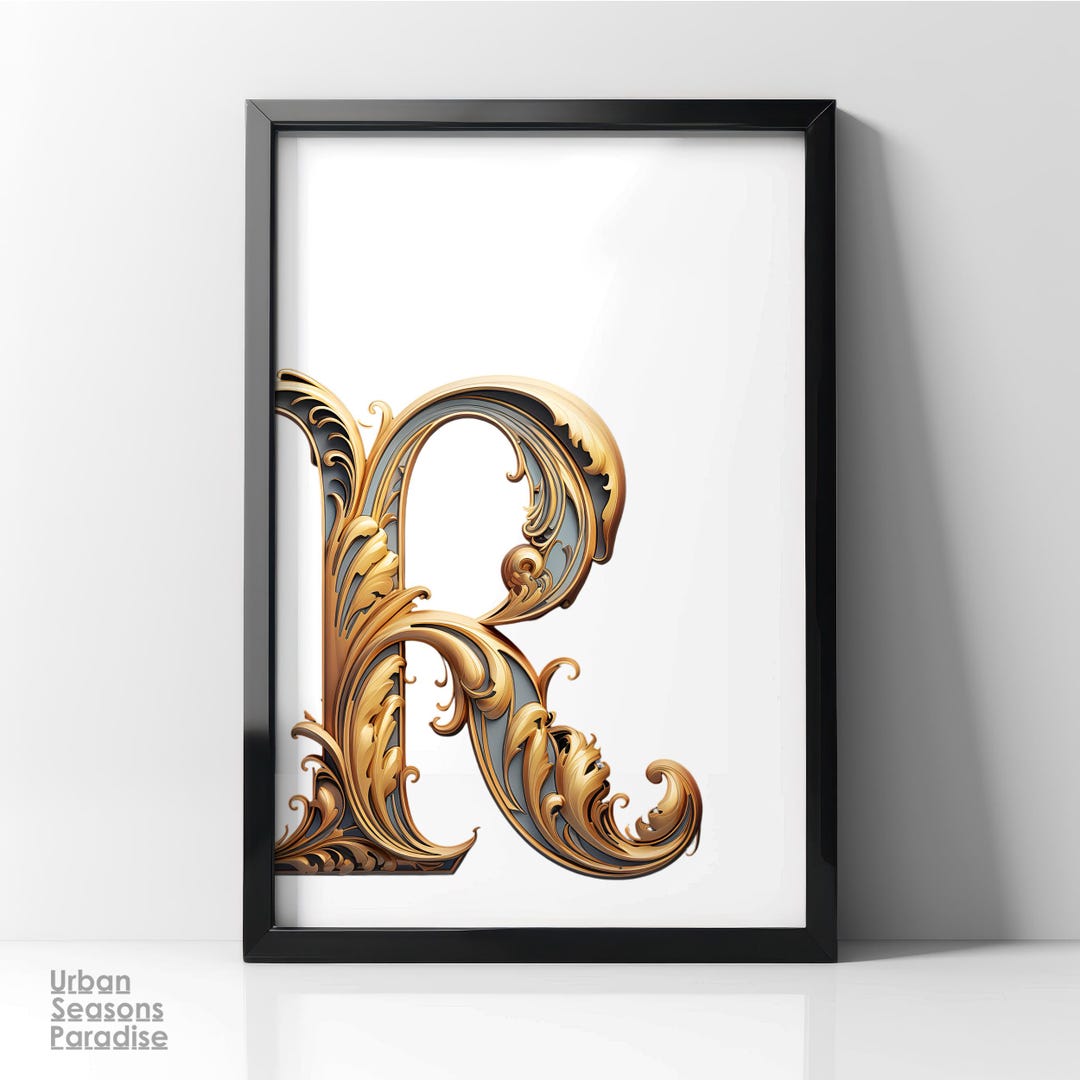 Botanical Letter R Wall Art, Floral Wall Art Letters, Single Initial ...