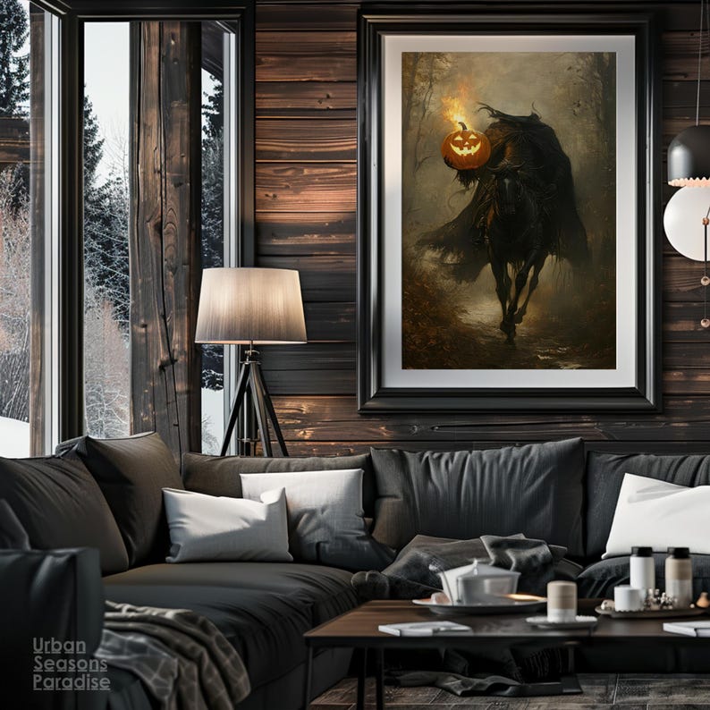 Headless Horseman Wall Art, Gothic Oil Painting, Dark Moody Paint ...