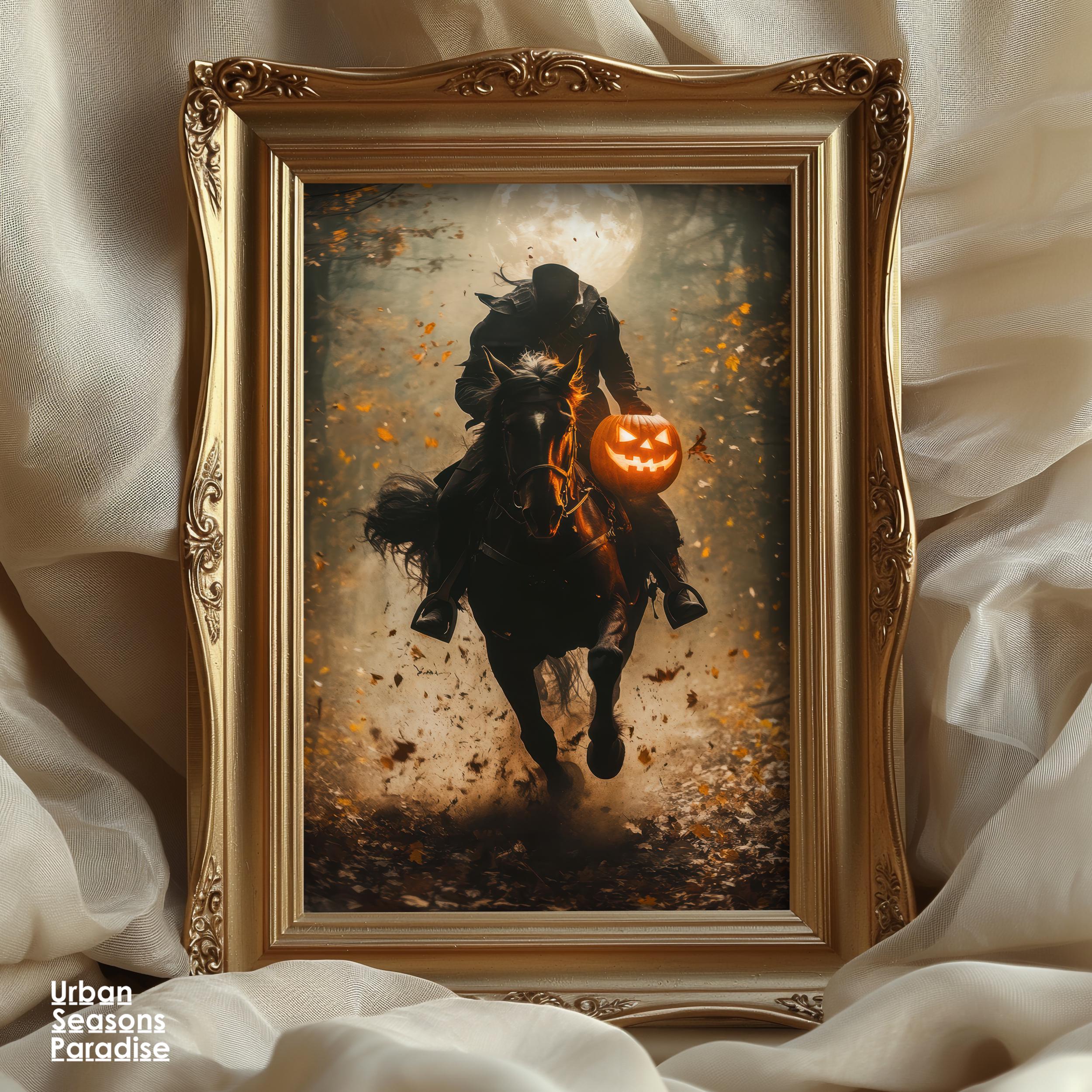 Headless Horseman Wall Art, Gothic Oil Painting, Dark Moody Paint ...