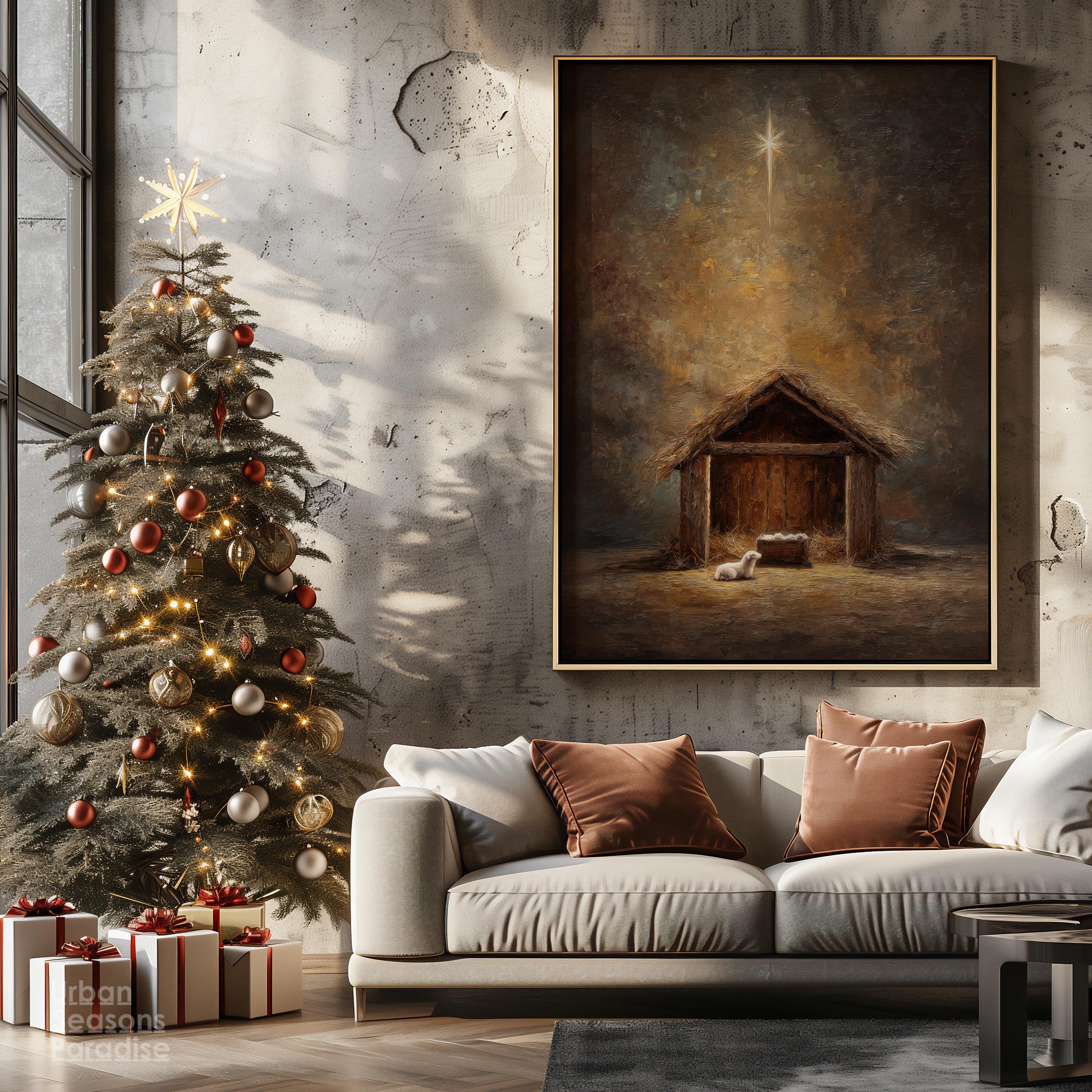 Rustic Nativity Scene Wall Art, Jesus Christ Manger, Bible Christmas ...