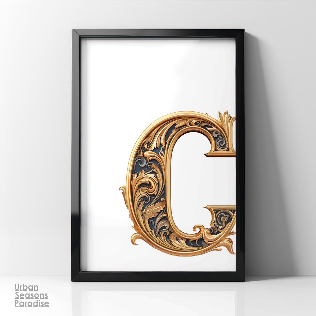 Botanical Letter C Wall Art, Floral Wall Art Letters, Single Initial ...