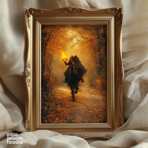 Headless Horseman Wall Art, Gothic Oil Painting, Dark Moody Paint ...