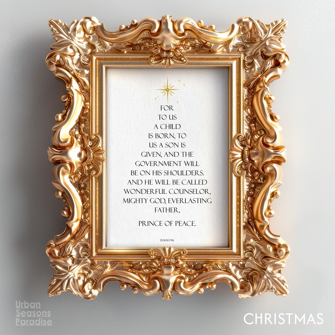 Christian Wall Art Christmas Decor, Isaiah 9:6 Scripture Print, Bible ...