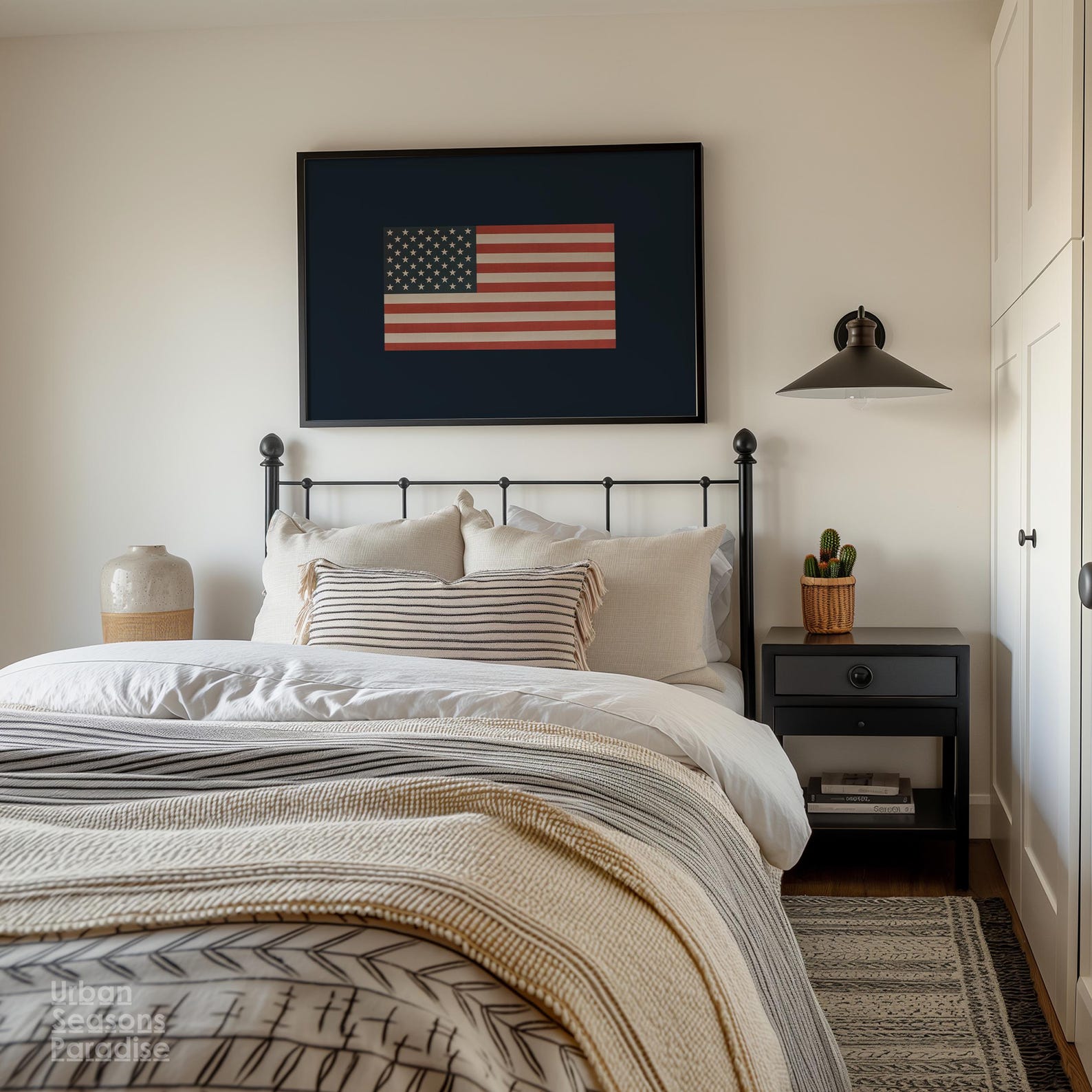 Vintage American Flag Wall Art, Patriotic Americana Decor, Classic USA ...
